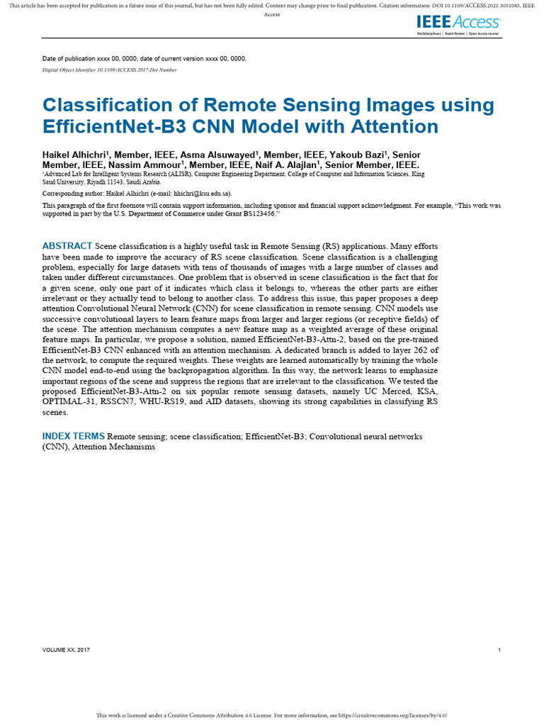 Classification of Remote Sensing Images Using Effi | PDF | Deep Learning | Attention