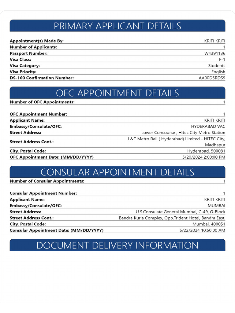 Kriti Kriti - Visaappointment | PDF