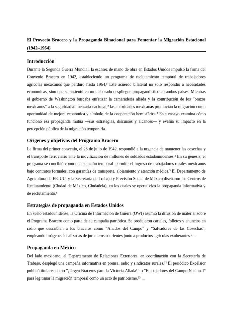 Propaganda del Programa Bracero (1942-1964) | PDF | México