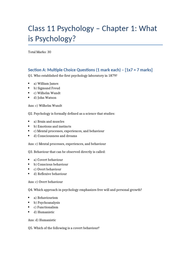 Class 11 Psychology Chapter 1 Guide | PDF | Psychology | Social Sciences