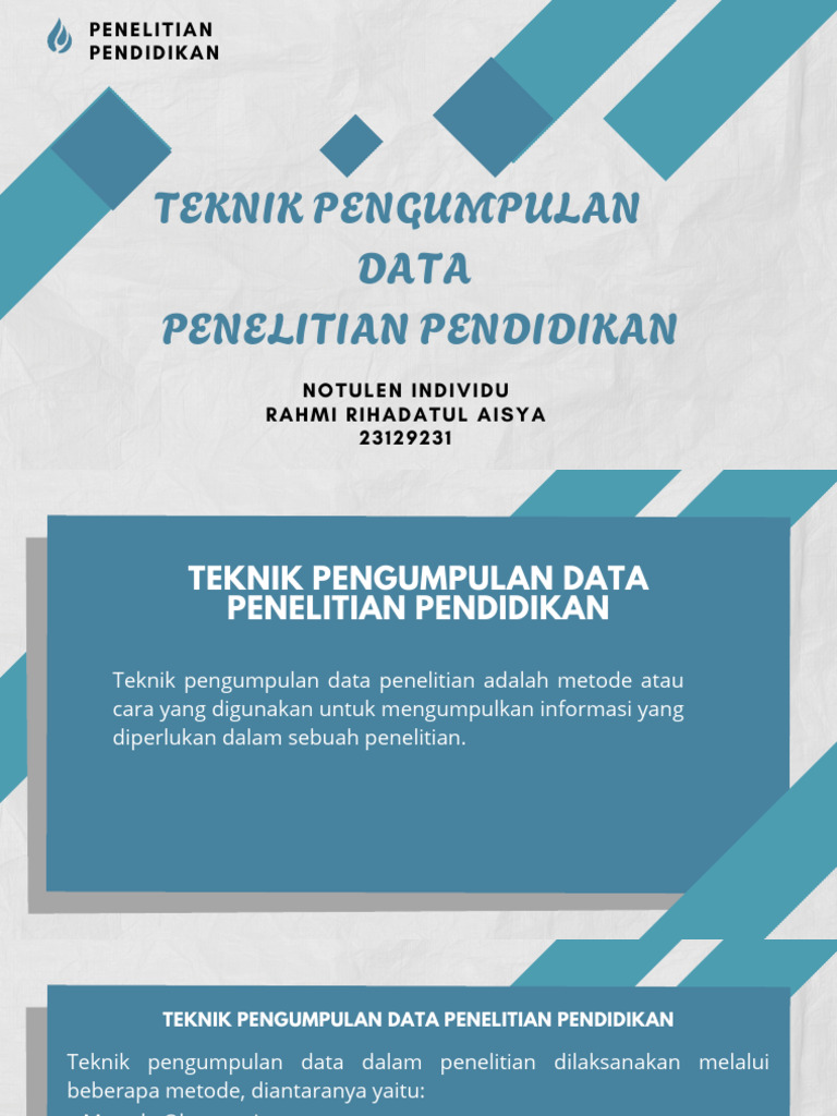 Teknik Pengumpulan Data Penelitian Pendidikan | PDF