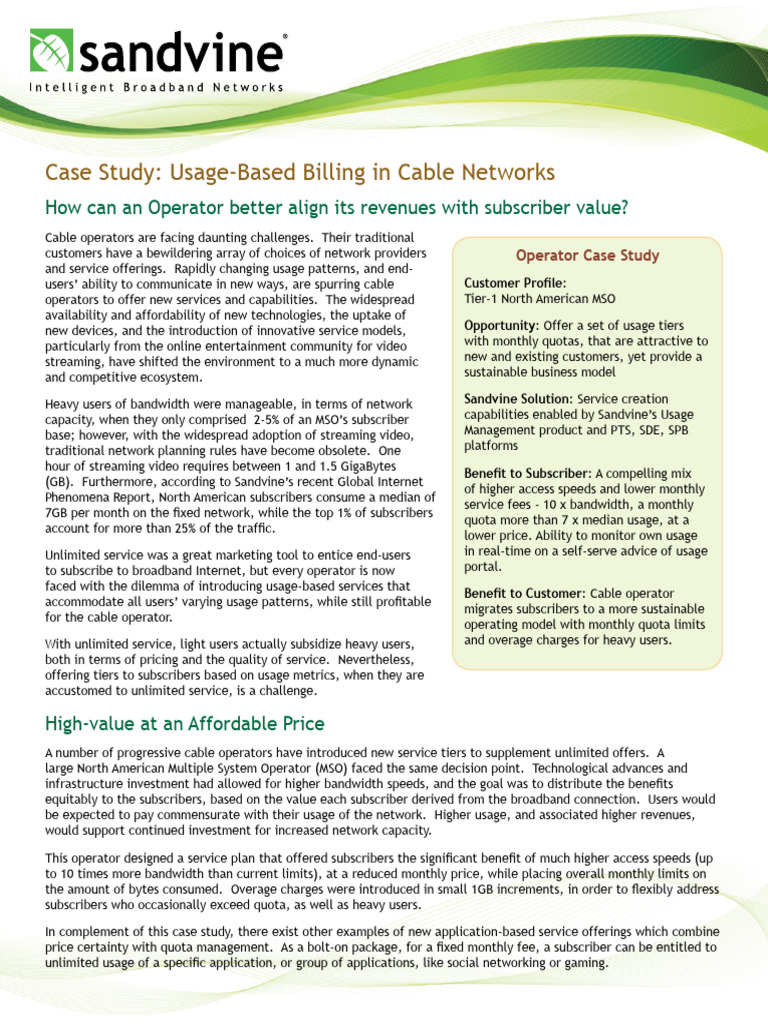 Usage-Based Billing in Cable Networks | PDF | Subscription Business ...