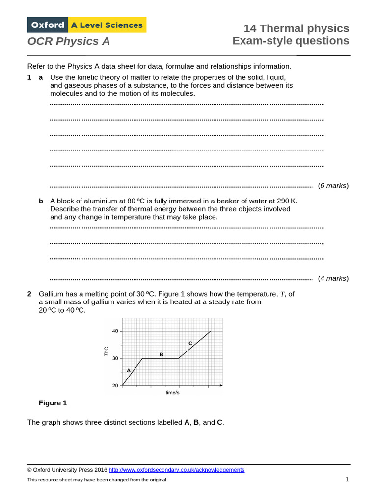 Ch14 Exam Style Practice Questions | PDF | Heat | Temperature