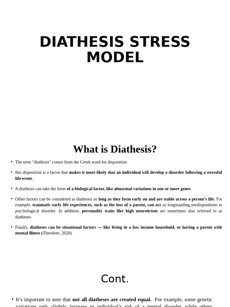 Diathesis Stress Model | PDF | Mental Disorder | Human Diseases And ...
