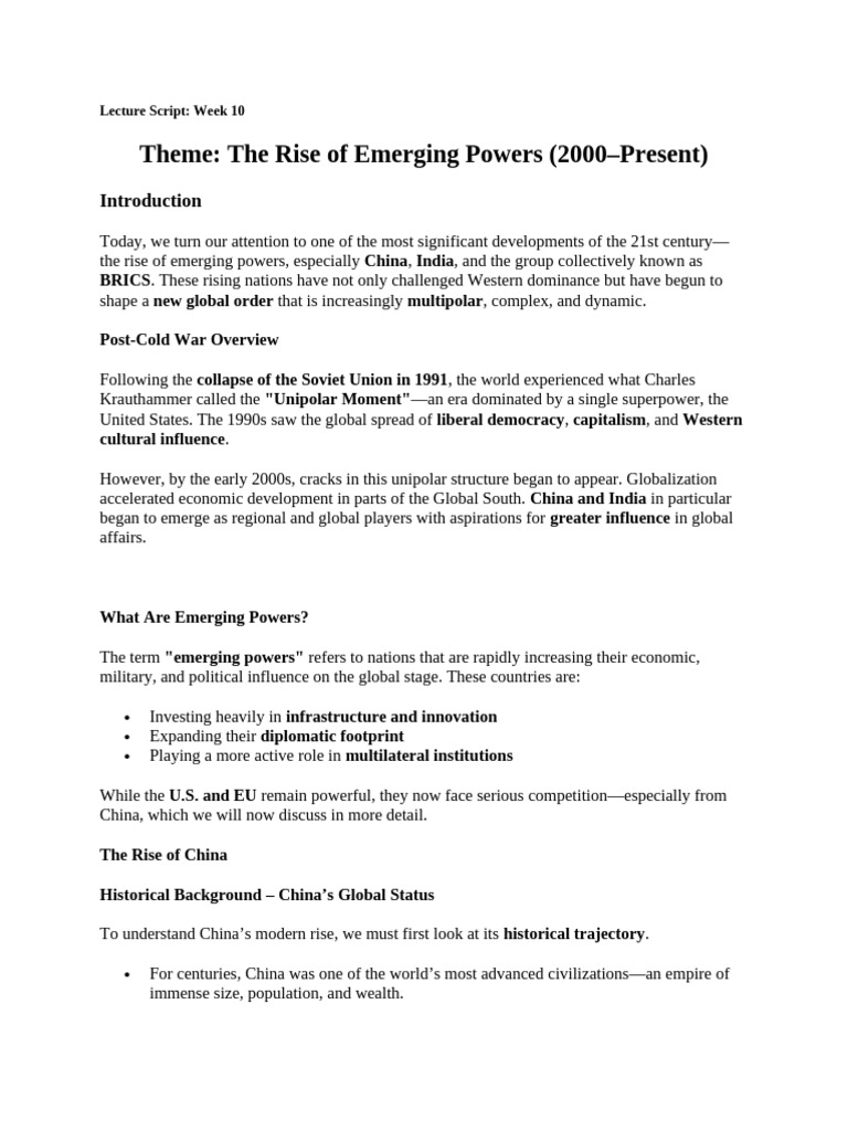 China's Rise in Global Politics | PDF | Chinese Economic Reform | China