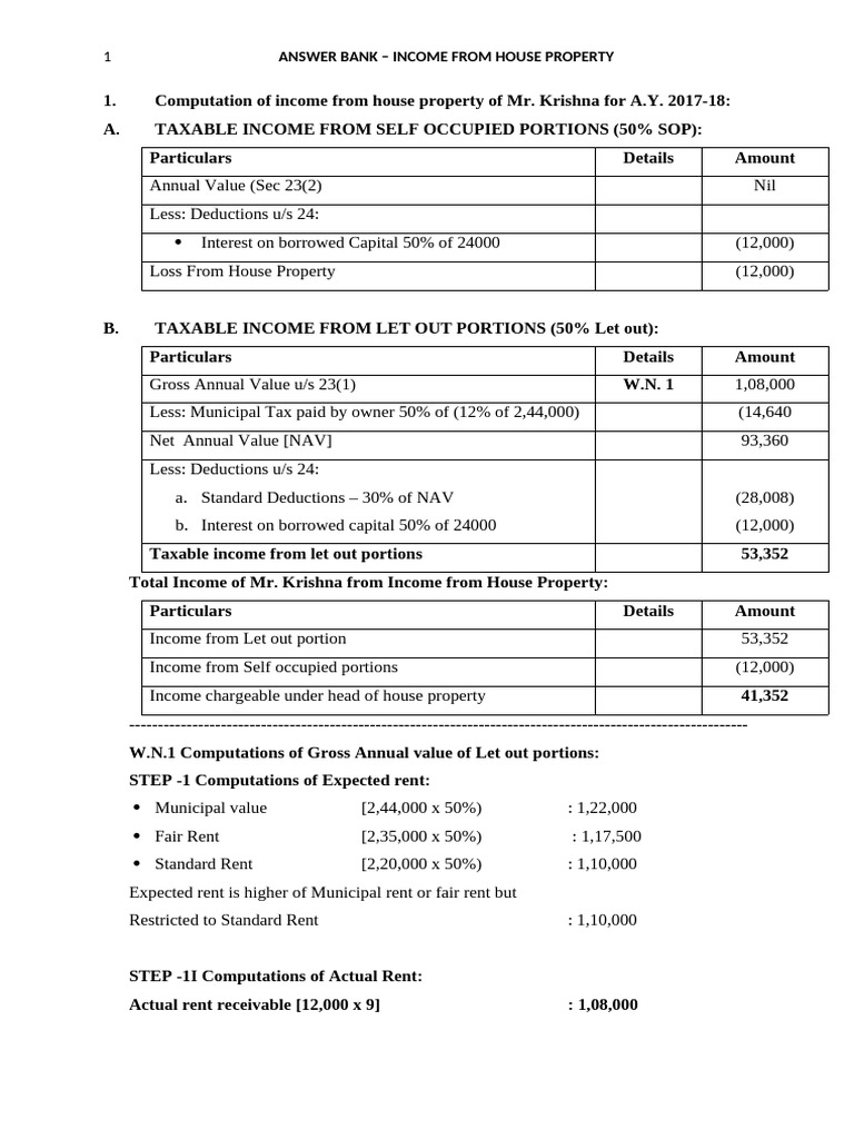 Income Computation from House Property | PDF | Tax Deduction | Income