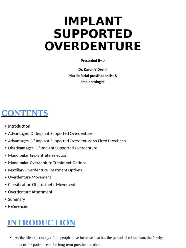 Implant Supported Overdenture | PDF | Dental Implant | Dentures