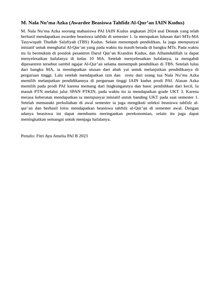 Wawancara Nala Nu'Ma Azka | PDF