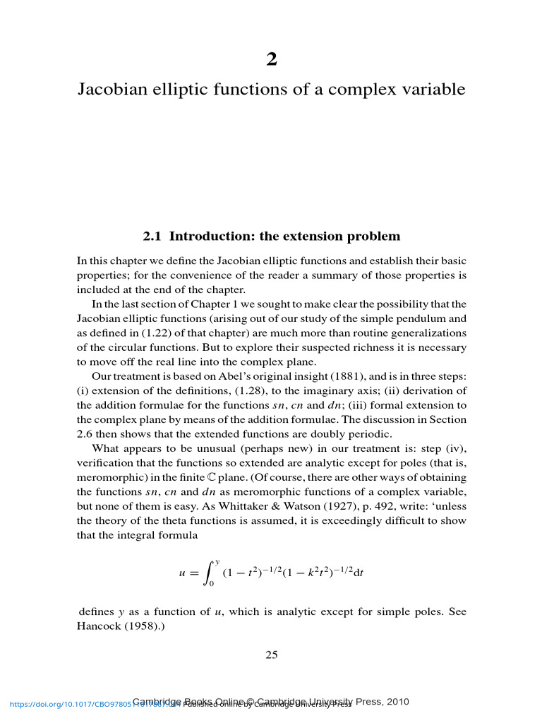 IMPORT Jacobian Elliptic Functions of A Complex Variable | PDF | Mathematical Concepts ...