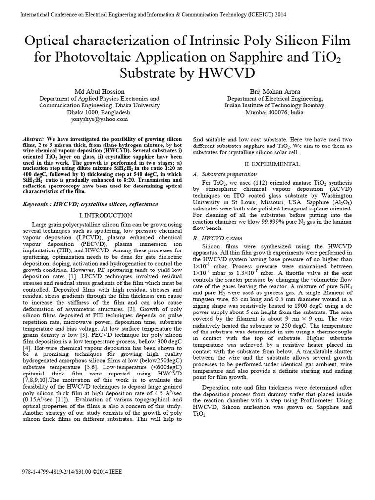 Optical Characterization of Intrinsic Poly Silicon Film For ...