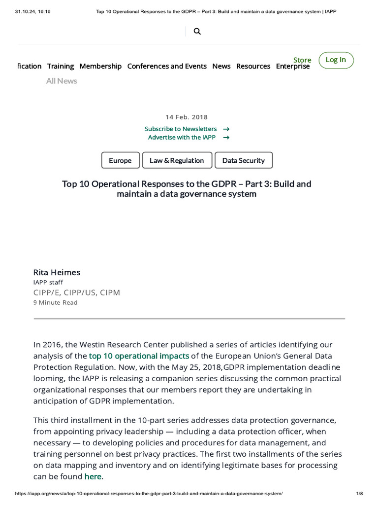 GDPR Data Governance Strategies | PDF | Privacy | Privacy Policy