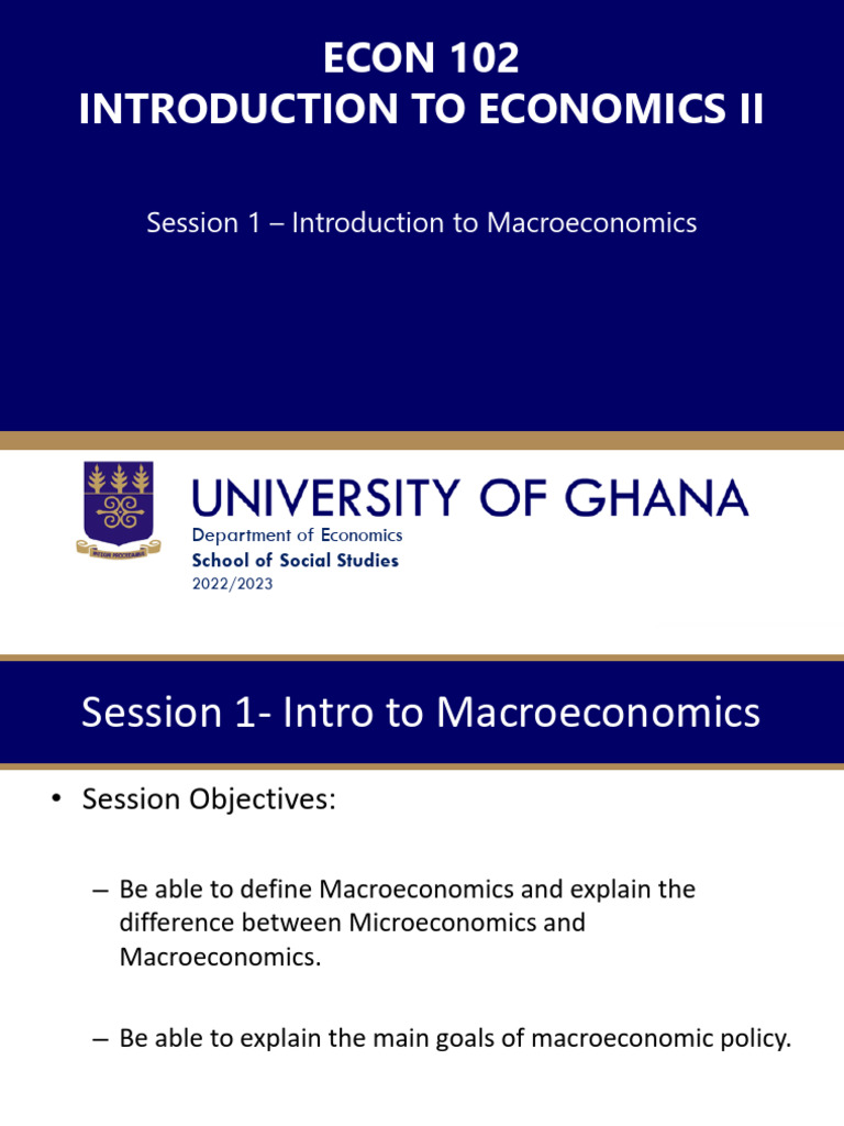 Econ 102 Lecture 1 Intro And Goals Of Macro Policy Ead2023 Pdf