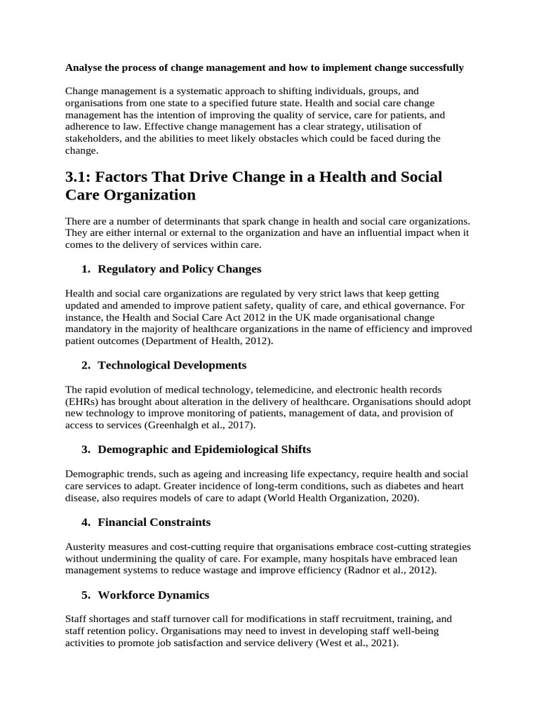 Analyse The Process of Change Management and How To Implement Change ...