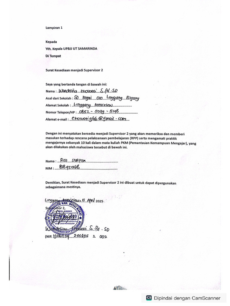 Risi Surpita Kesediaan Supervisor 2 | PDF
