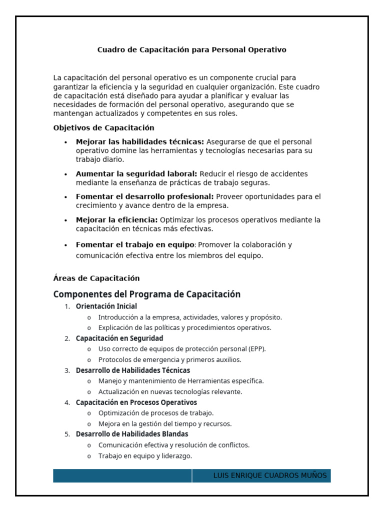 Capacitación Efectiva para Personal Operativo | PDF | Valores | Business