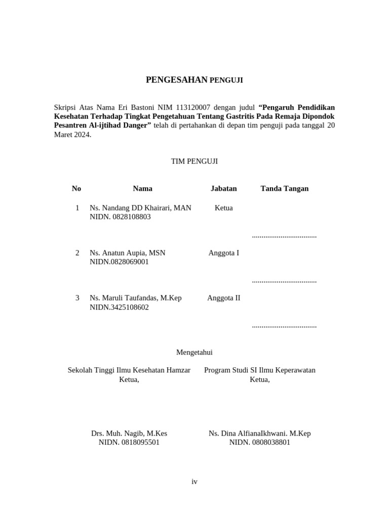 Pengesahan Penguji | PDF