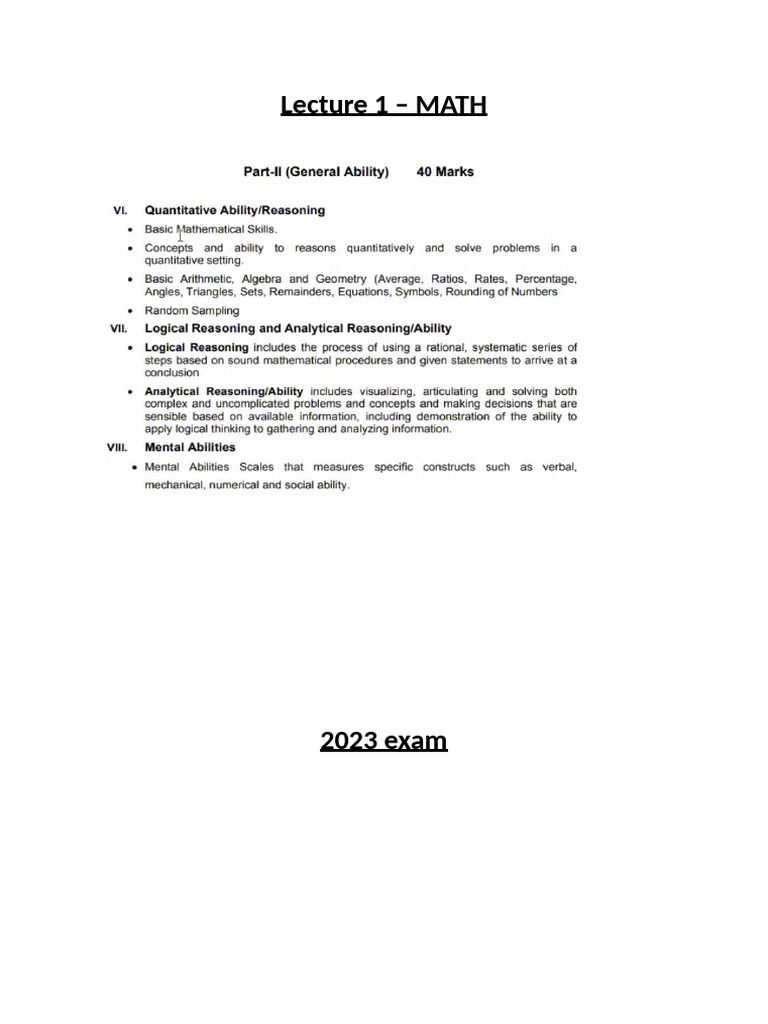 Lecture 1 - MATH | PDF