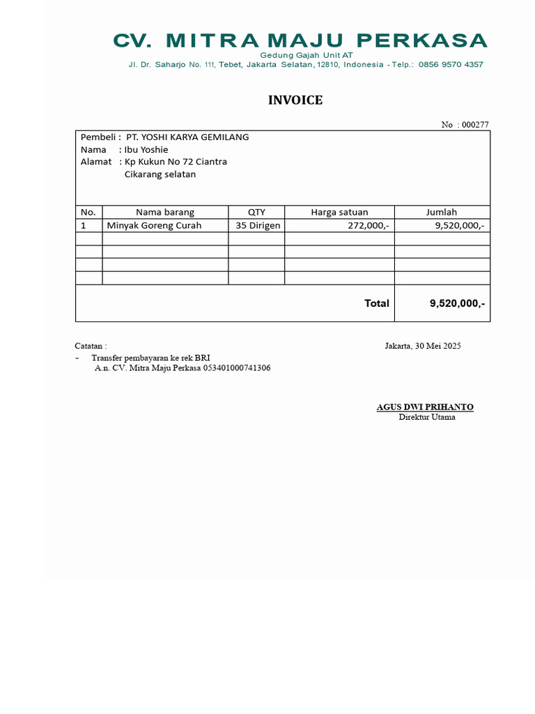Invoice CV MMP | PDF