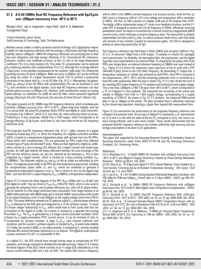 31.2 A 0.9V 28MHz Dual-RC Frequency Reference With 5pJ Cycle and 200 ...