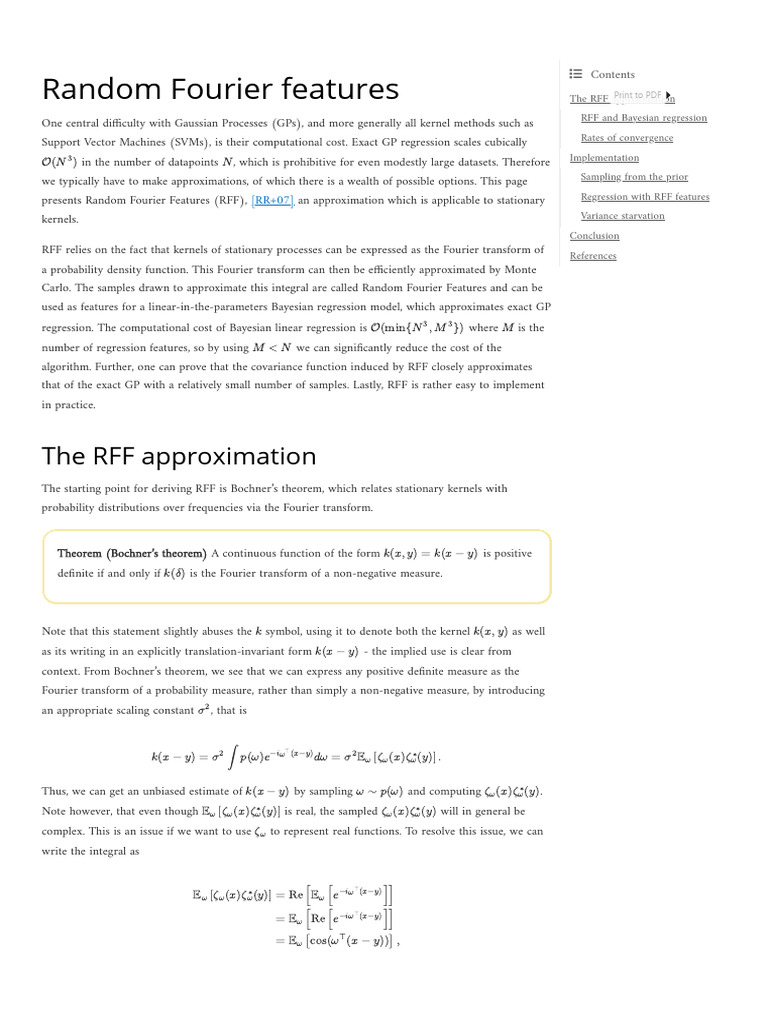 Random Fourier Features - Random Walks | PDF | Fourier Transform | Support Vector Machine