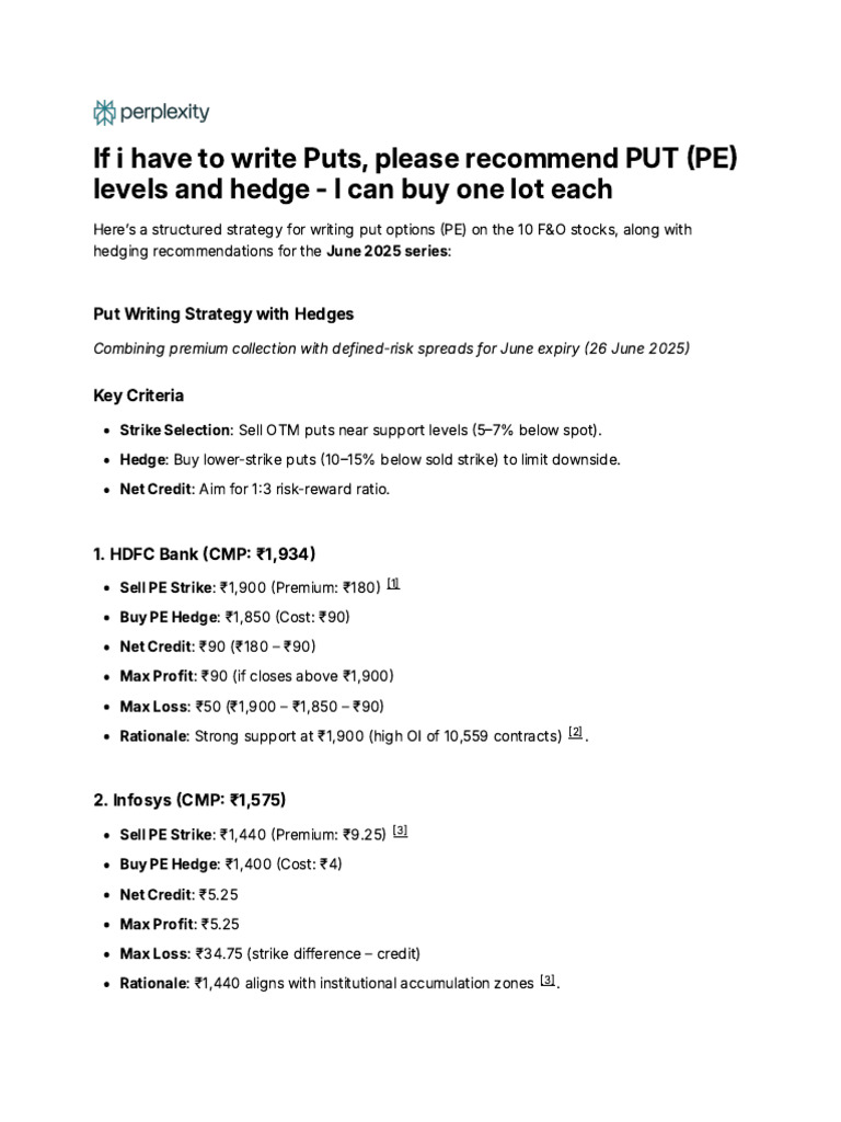 If I Have To Write Puts, Please Recommend PUT (PE | PDF | Hedge ...