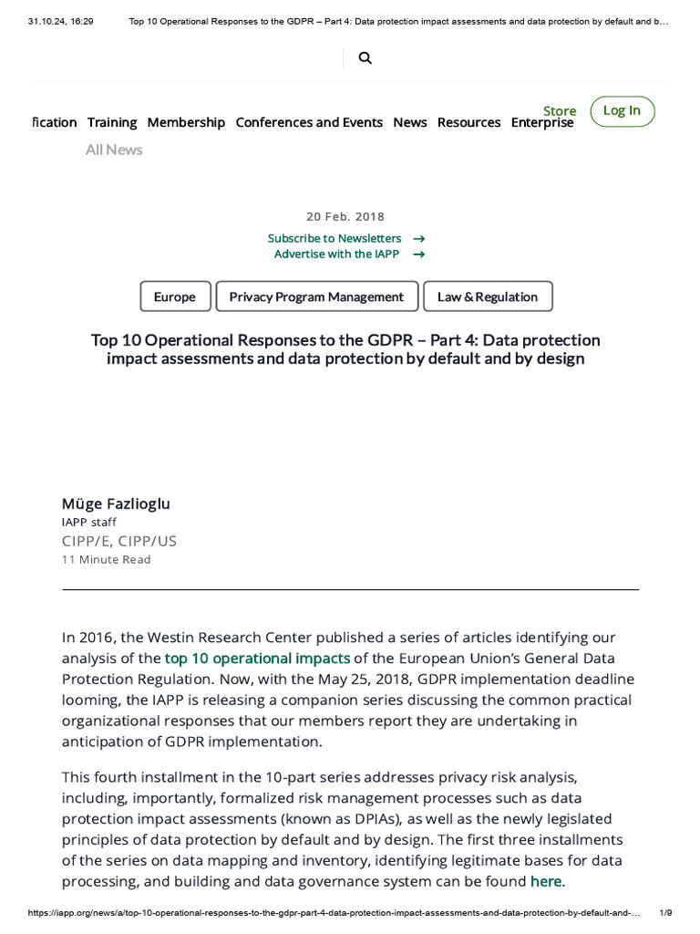 Data Protection Impact Assessments and Data Protection by Default and ...