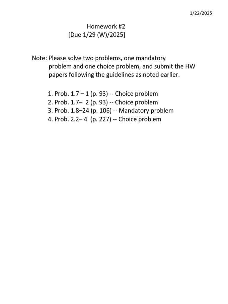 HW 02 Problems - Key | PDF