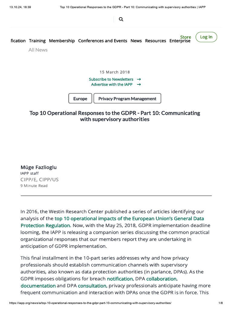 Communicating with supervisory authorities _ | PDF | Justice | Crime ...