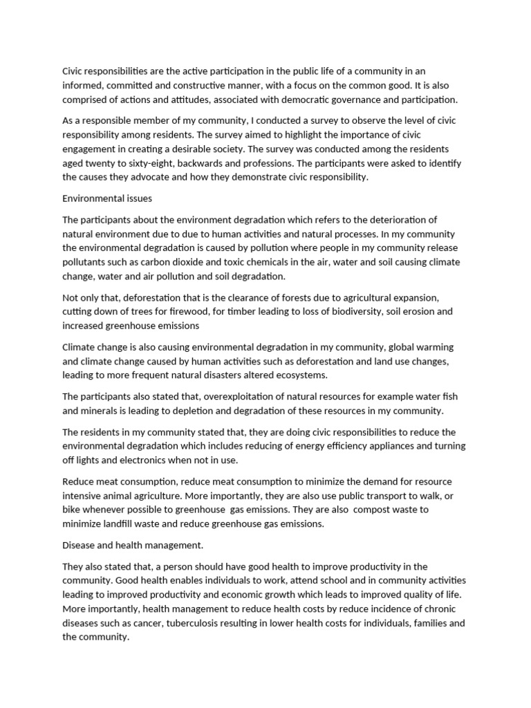 Civic Responsibilities Are The Active Participation in The Public Life ...