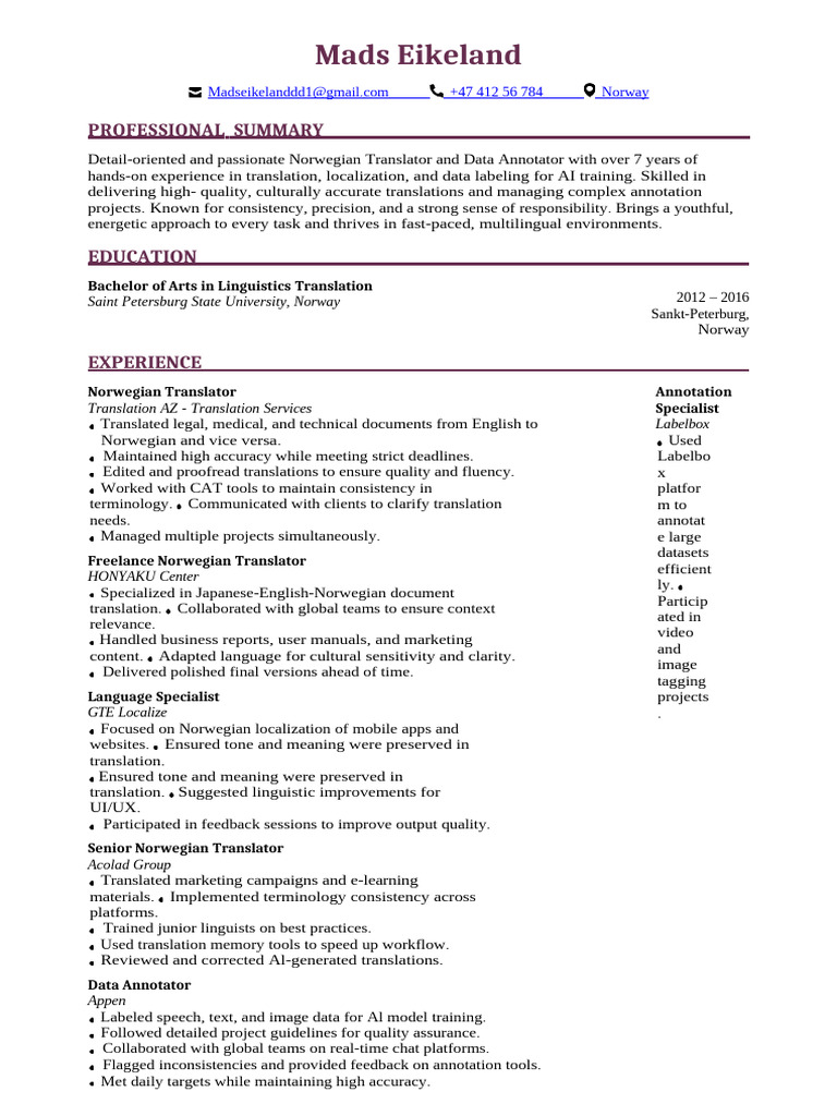 Aleksei Smirnov FlowCV Resume 20250422 | PDF | Annotation | Translations