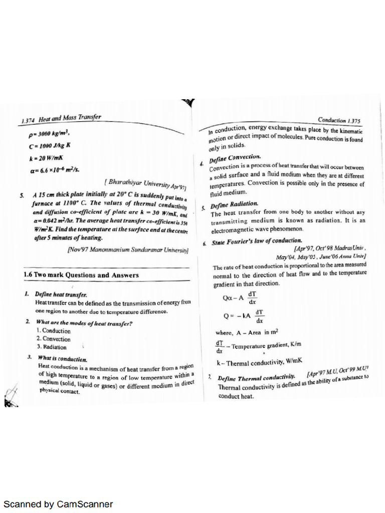 HMT Unit 1 2 Marks | PDF