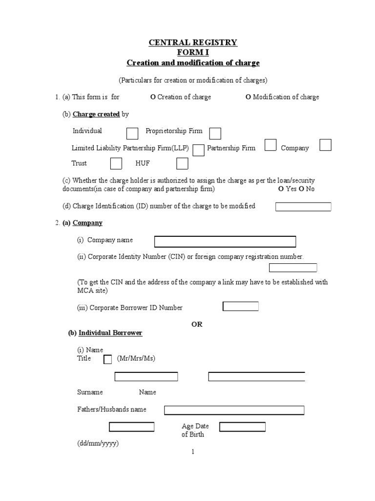 Charge Creation and Modification Form | PDF | Limited Liability ...