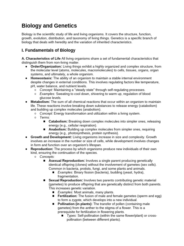 Biology and Genetics Fundamentals | PDF | Dominance (Genetics) | Rna