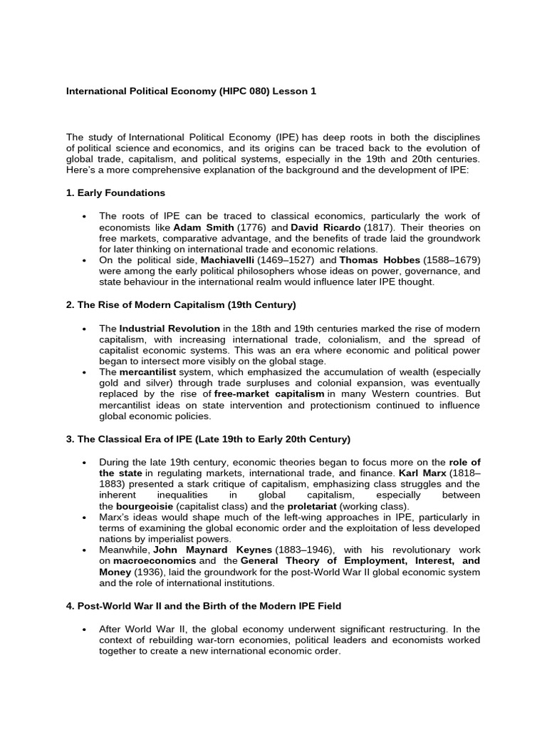 Foundations of International Political Economy | PDF | Capitalism ...