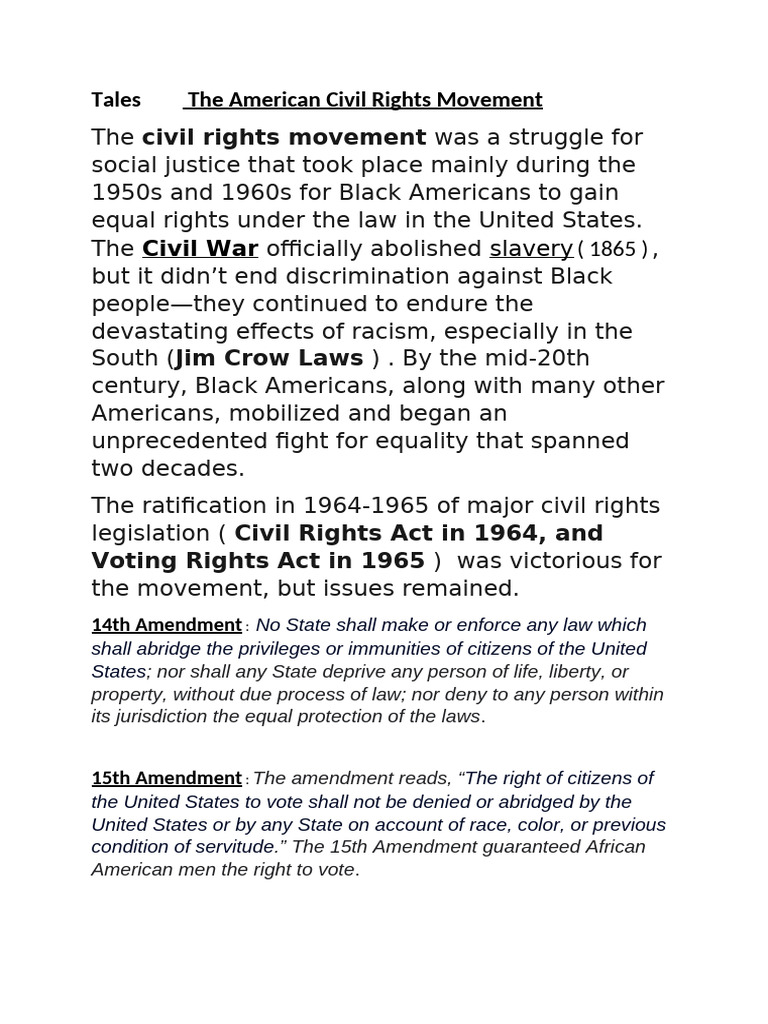 Civil Rights Movement Overview | PDF
