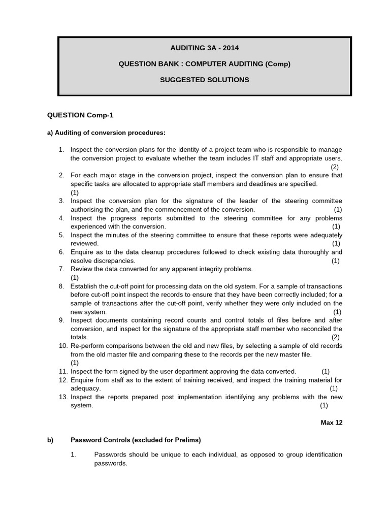 COMPUTER AUDITING - Solutions 2014 | PDF | Password | User (Computing)