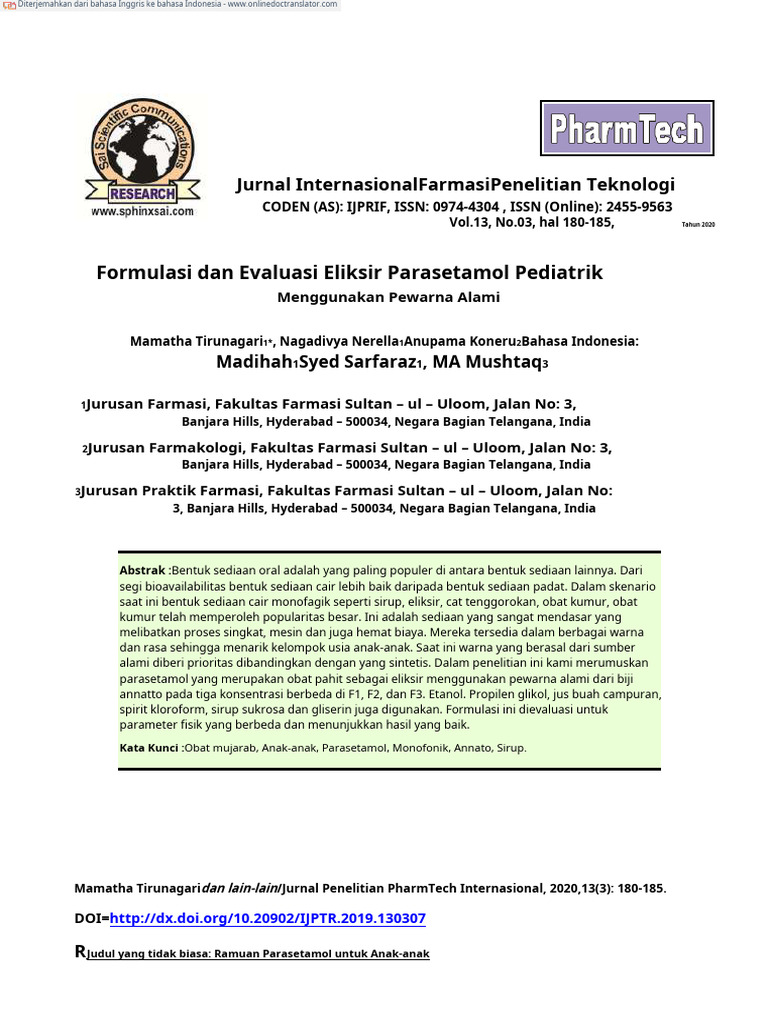 Formulasi Eliksir Parasetamol Anak | PDF