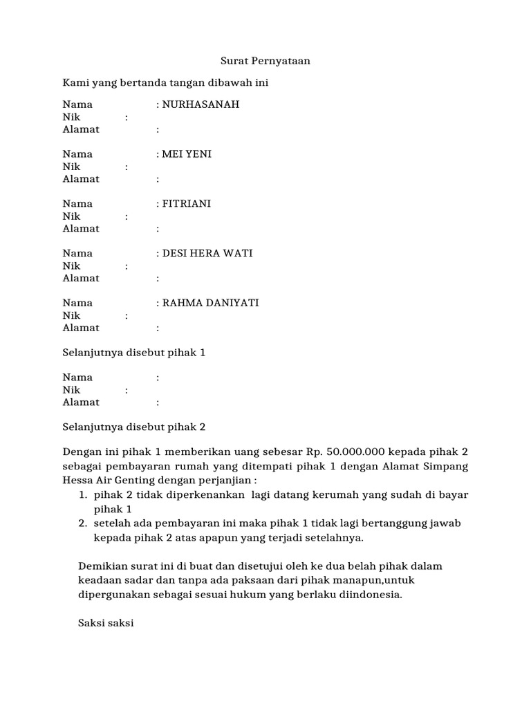 Surat Pernyataan Rumah | PDF