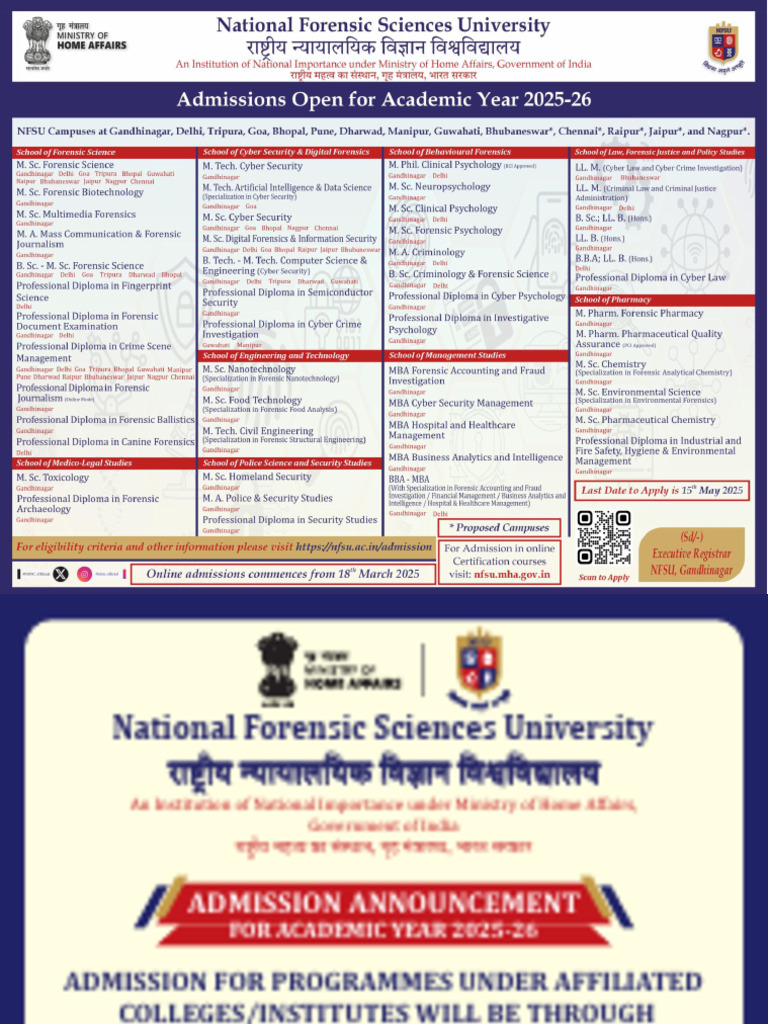 NFSU Admission 2025-26 Advertisment | PDF