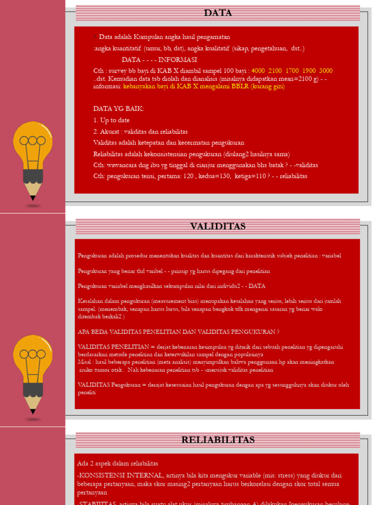 Beda Validitas dan Reliabilitas Data | PDF
