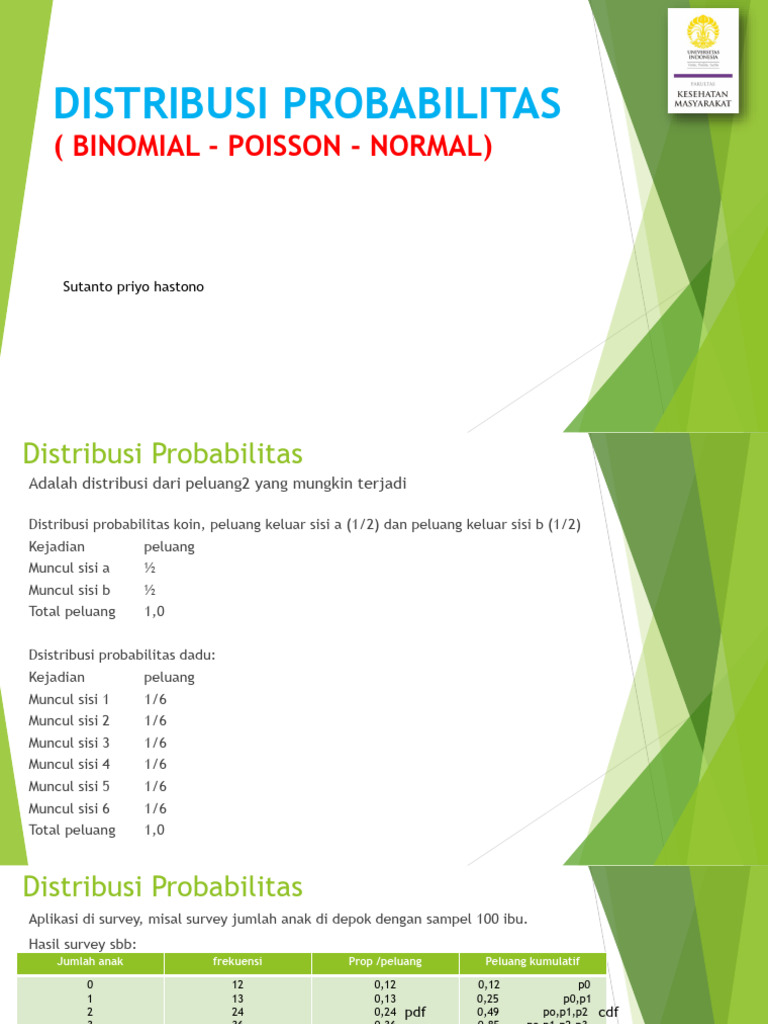 Sesi 6 - Distribusi Probabilitas (Binomial, Poisson, Normal) | PDF