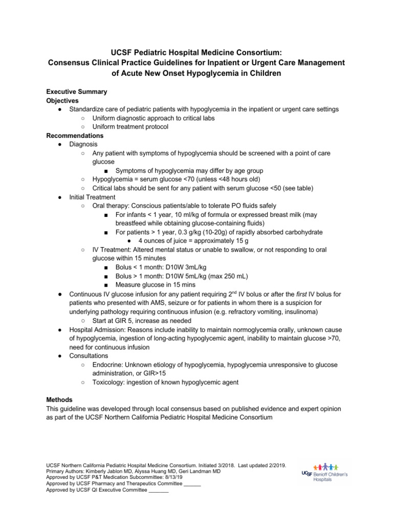 Full Guideline Hypoglycemia PHM | PDF | Hypoglycemia | Intravenous Therapy