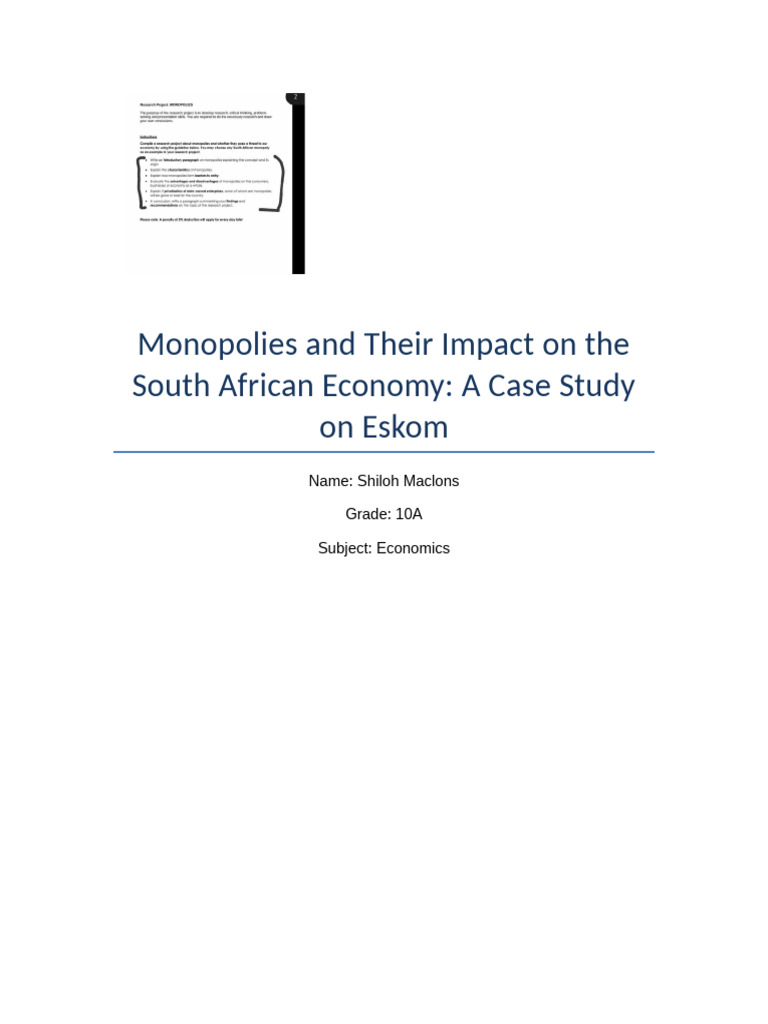 Monopoly Project Eskom FULL | PDF | Monopoly | Profit (Economics)