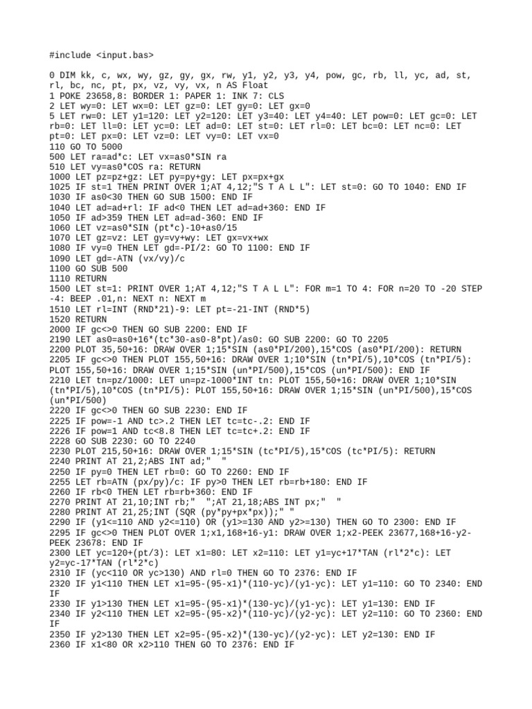 Flight Simulation Program Code | PDF