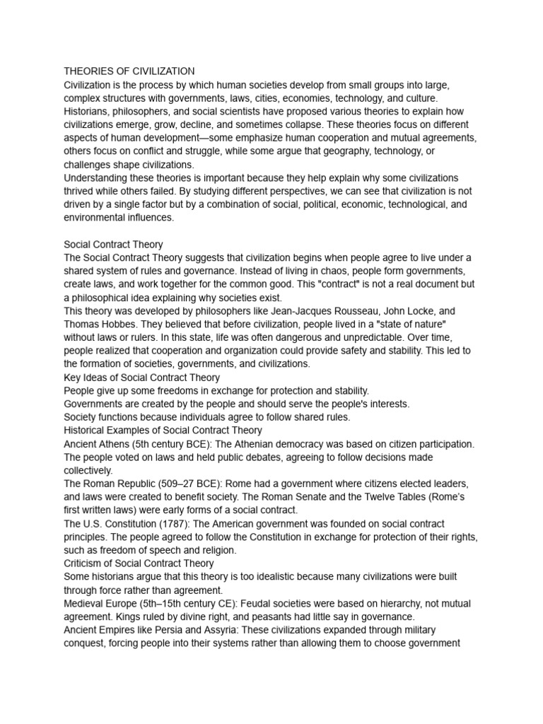 Theories of Civilization | PDF | Civilization | Social Contract