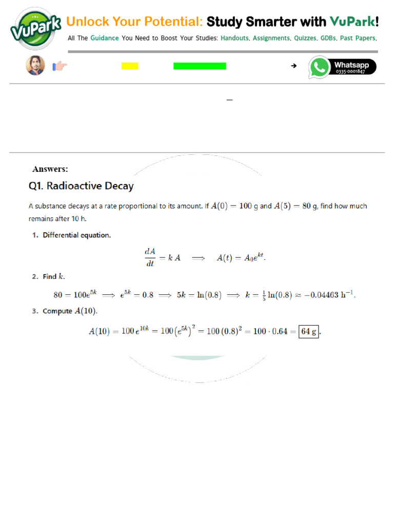 MTH401 Dr. Nimra Jamil - Assignment 01 Solution | PDF