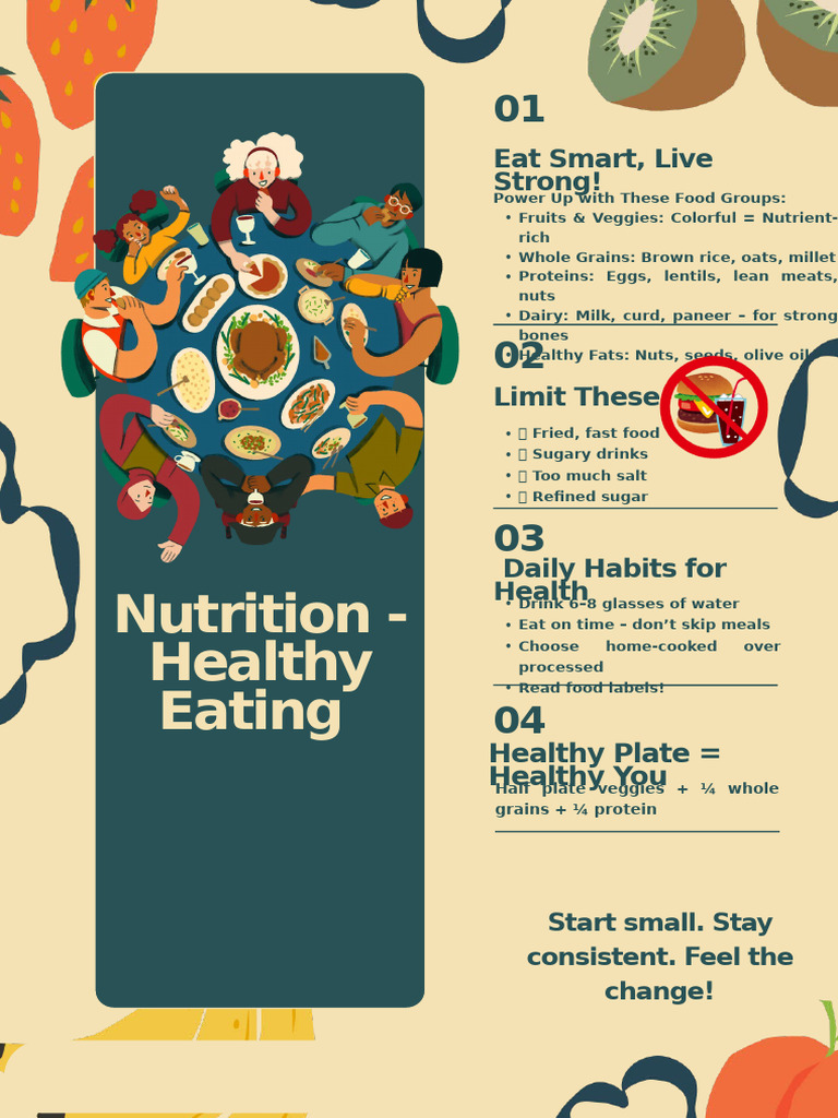 Cream Colorful Healthy Eating Tips Educational Poster | PDF