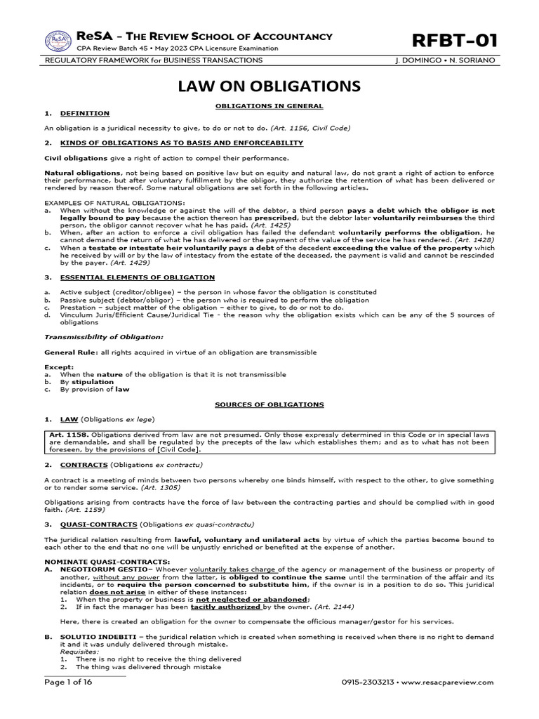 RFBT 01 Obligations Studentresa | PDF | Guarantee | Negligence