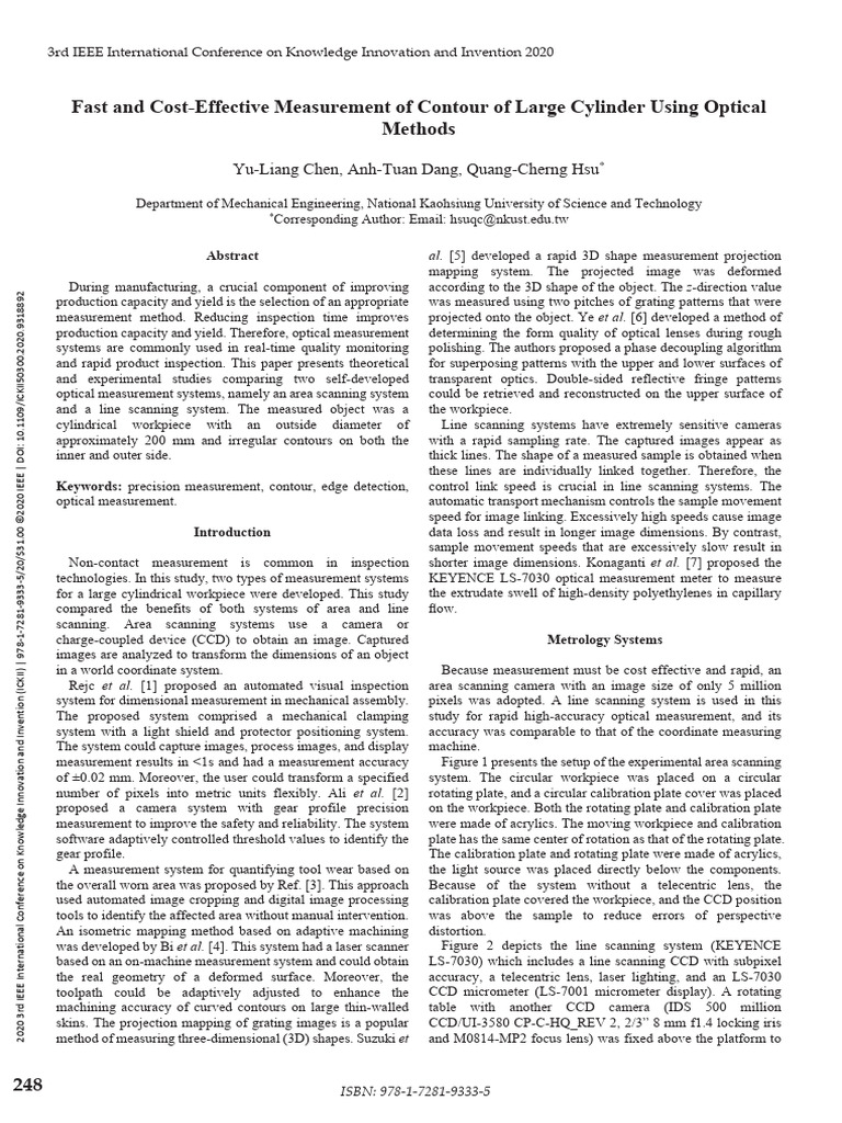 20 Fast and Cost-Effective Measurement of Contour of Large Cylinder ...
