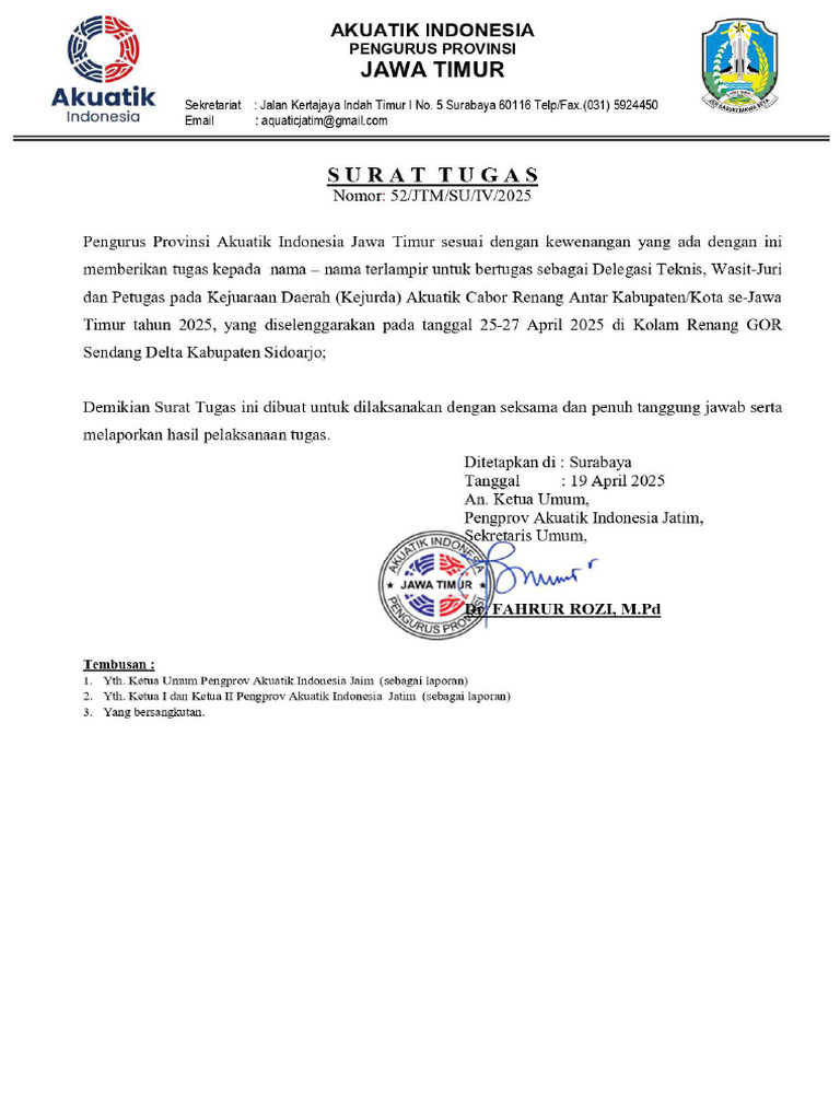 52-53 ST SI NTO Kejurda Renang 2025 - P | PDF